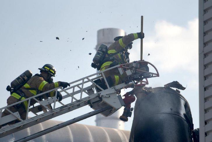 Findlay firefighters battle factory fire | The Courier Crews work to ...