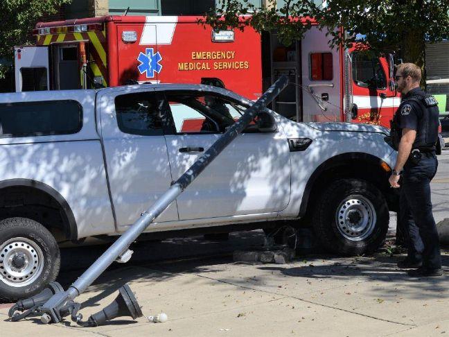 Truck Crashes Into Light Pole Sandusky Register One Person Taken To
